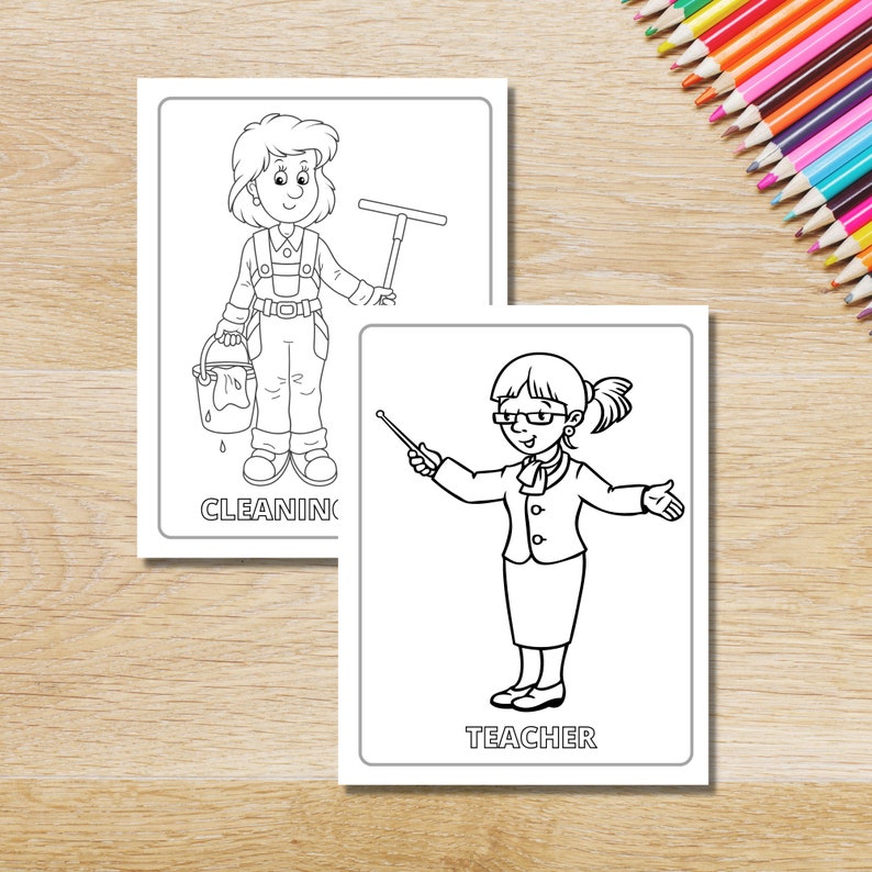 Community Helpers Coloring Pages for Kids Ages 4-8 by Inkhorse ...