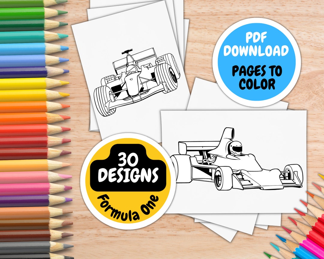 Formula One Coloring Pages for Kids | Printable Coloring Book With 30 ...