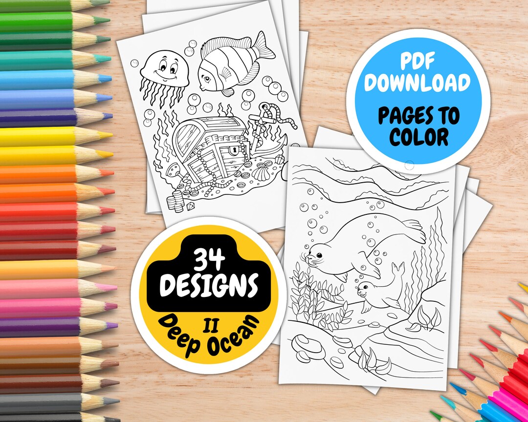 Deep Ocean Coloring Pages for Kids Ages 5-12 by Inkhorse Publishing ...