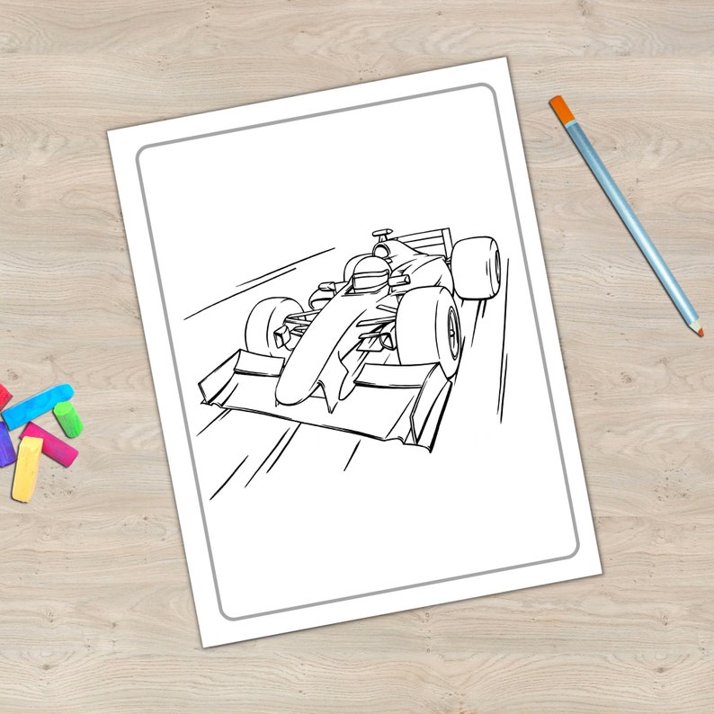 Formula One Coloring Pages for Kids Printable Coloring Book With 30 ...