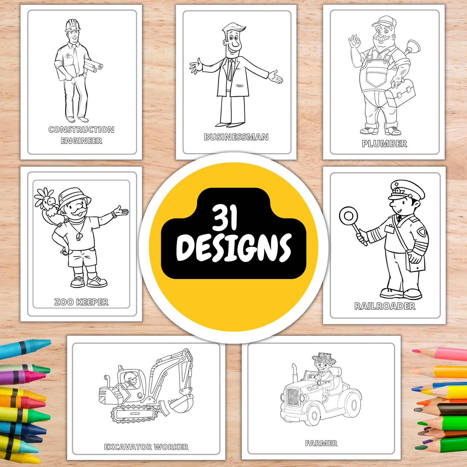 Community Helpers Coloring Pages for Kids Ages 4-8 by Inkhorse ...