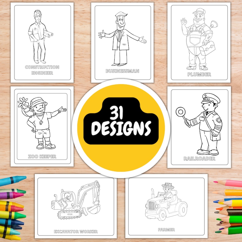 Community Helpers Coloring Pages for Kids Ages 4-8 by Inkhorse ...