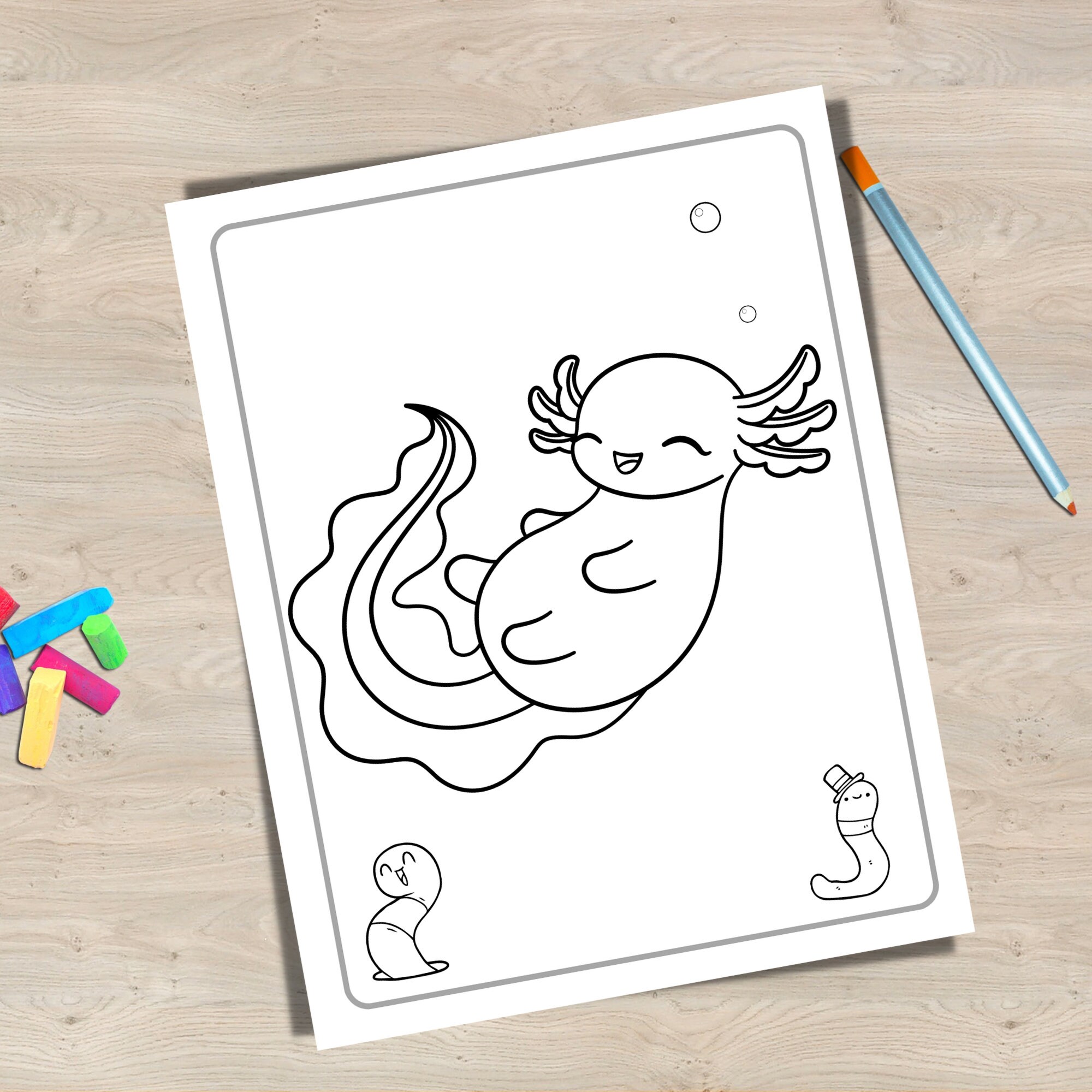Axolotl Coloring Pages for Kids Ages 4-12 Printable Coloring Book With ...