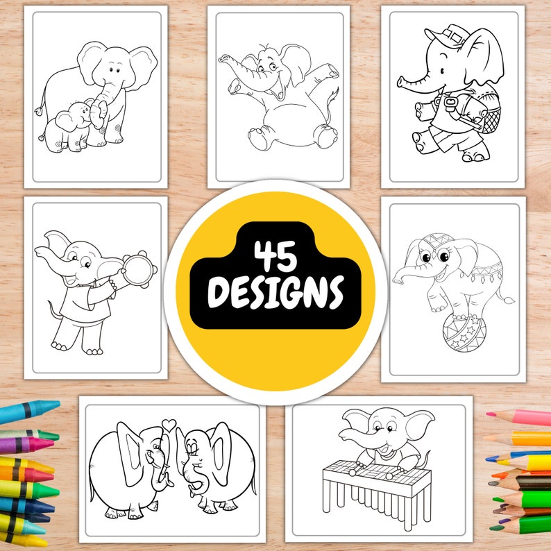 Elephant Coloring Pages for Kids Ages 4-8 by Inkhorse Publishing Kids ...