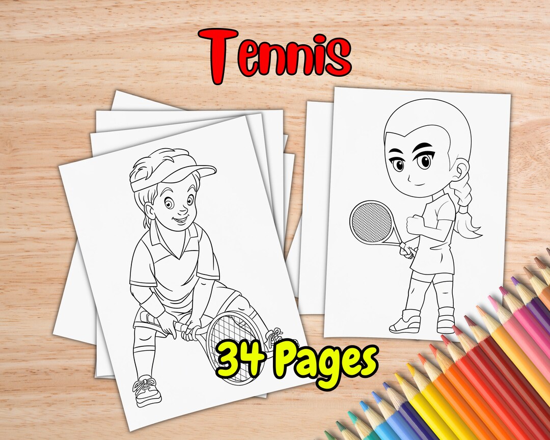 Tennis Coloring Pages for Kids Ages 4-8 | Printable Coloring Book With ...