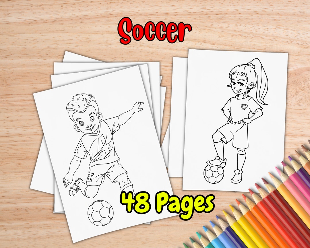 Soccer Coloring Pages for Kids Ages 4-12| Printable Coloring Book With ...
