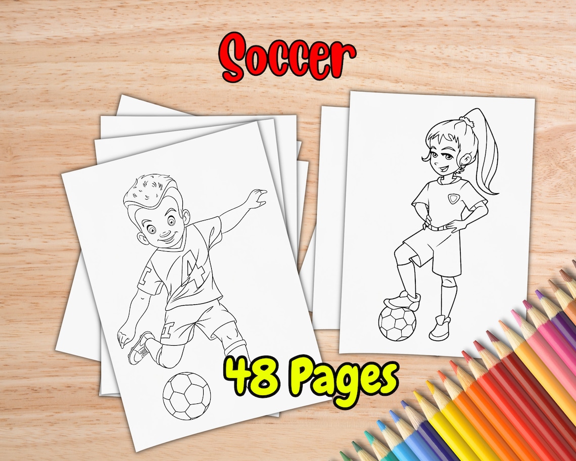 Soccer Coloring Pages for Kids Ages 4-12| Printable Coloring Book With ...