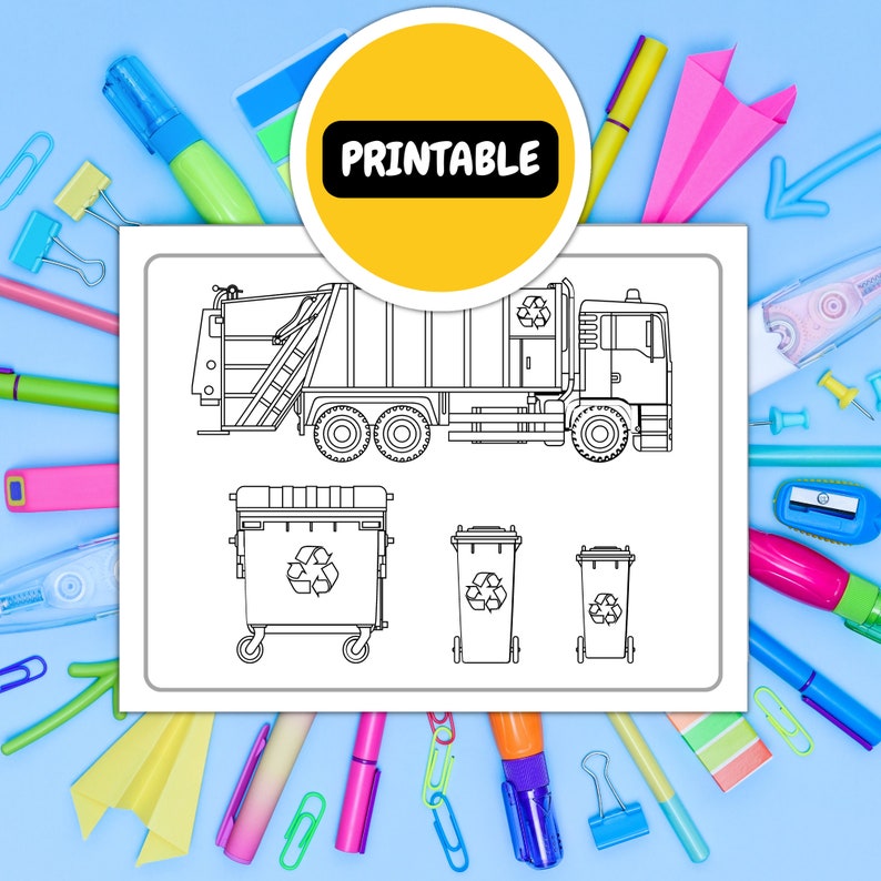 Garbage Truck Coloring Pages for Kids Ages 4-8 by Inkhorse Publishing ...