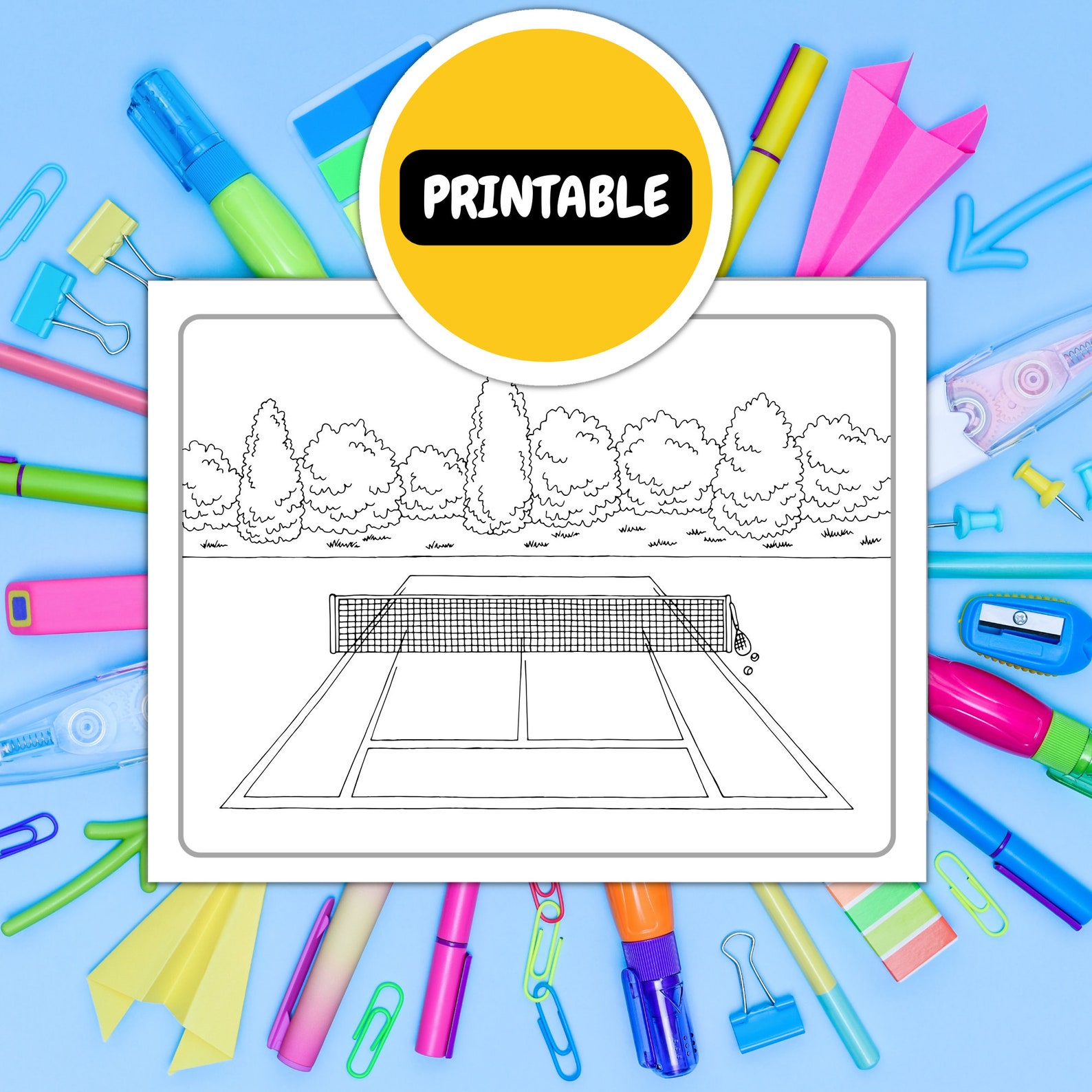 Tennis Coloring Pages for Kids Ages 4-8 | Printable Coloring Book With ...