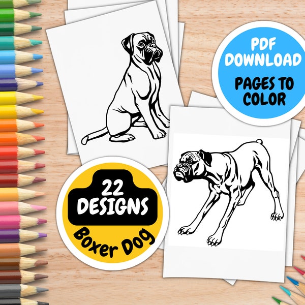 Boxer Dog Coloring Book - Etsy