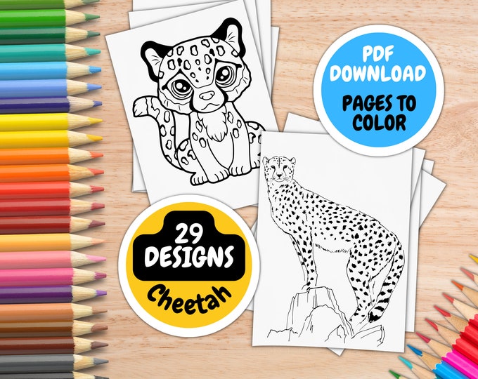 Cheetah Coloring Pages: Elegant Printable Illustrations (digital ...