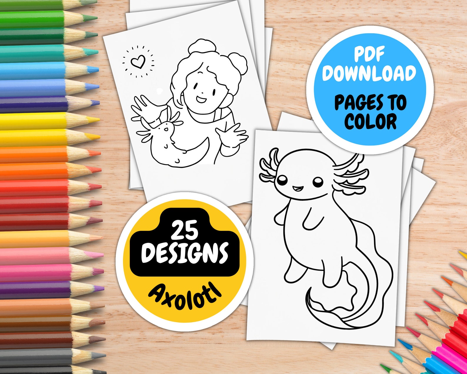 Axolotl Coloring Pages for Kids Ages 4-12 | Printable Coloring Book ...