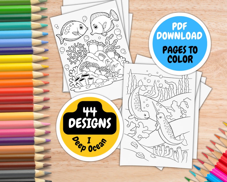 Deep Ocean Coloring Pages for Kids Ages 5-12 by Inkhorse Publishing ...