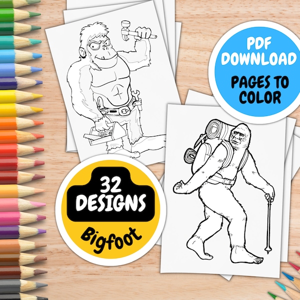 Bigfoot Coloring Pages - Etsy