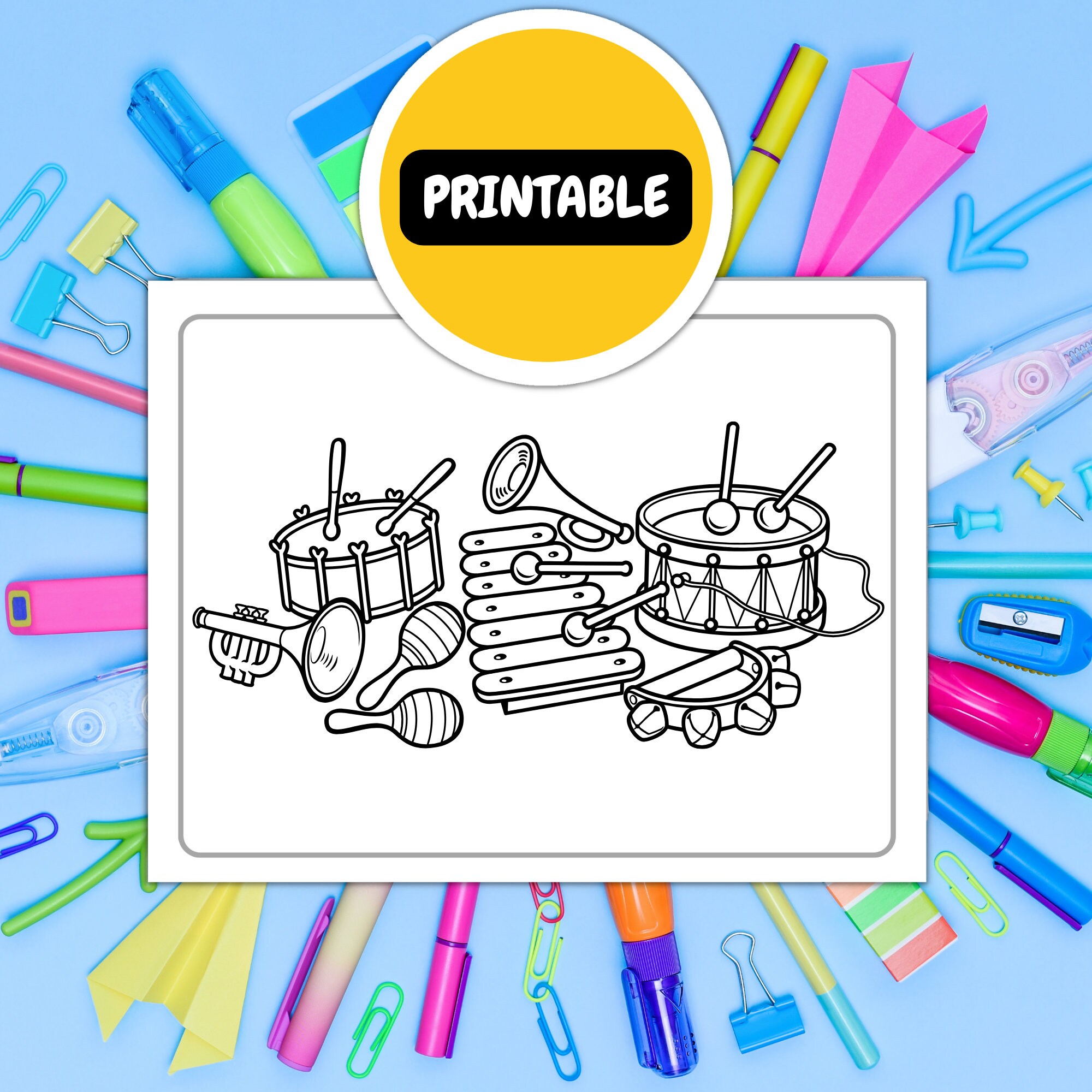 Music Instruments Coloring Pages for Kids Ages 4-8 by Inkhorse ...