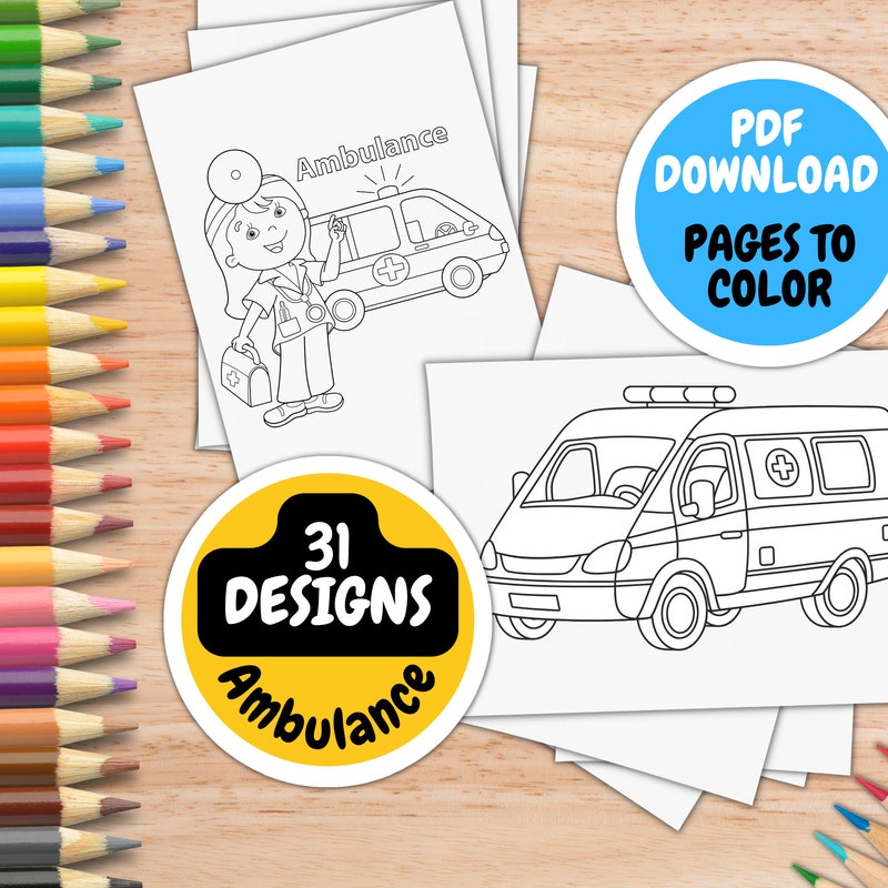 Coloring Book Ambulance - Etsy UK