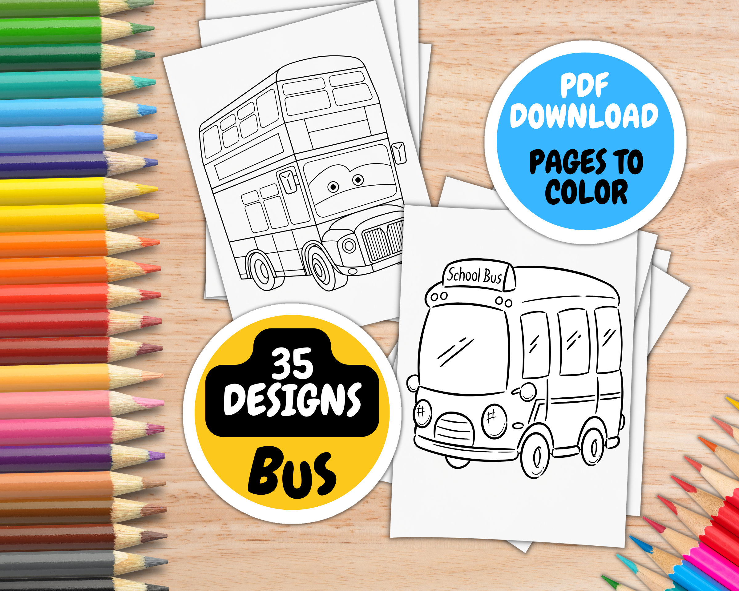 School Bus Colouring Pages