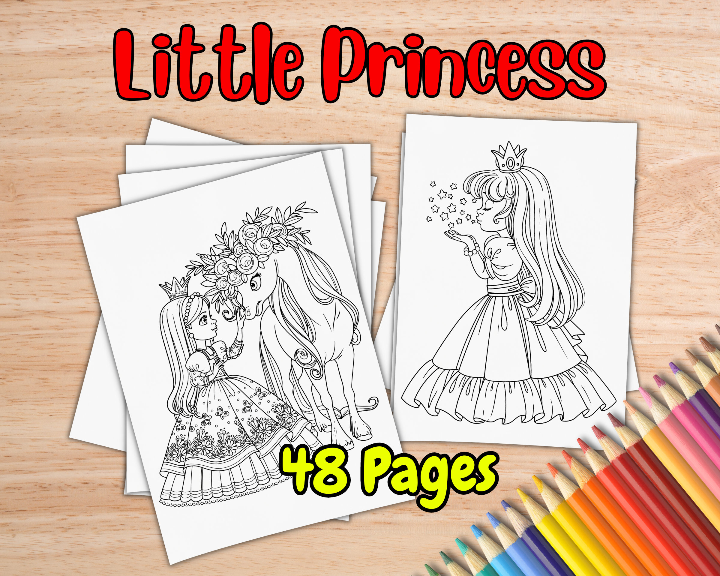 Little Princess Coloring Pages for Kids Ages 4-8 by Inkhorse - Etsy