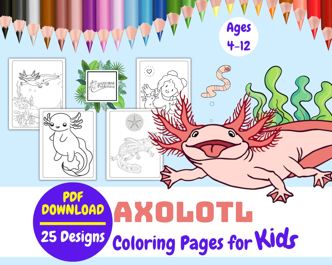 Axolotl Coloring Pages for Kids Ages 4-12 Printable Coloring - Etsy