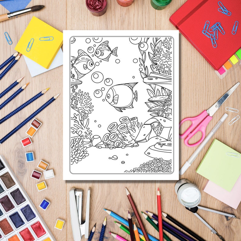 Deep Ocean Coloring Pages for Kids Ages 5-12 by Inkhorse Publishing ...