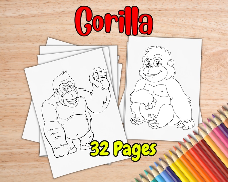 Gorilla Coloring Pages for Kids Ages 3-7by Inkhorse Publishing | Kids ...