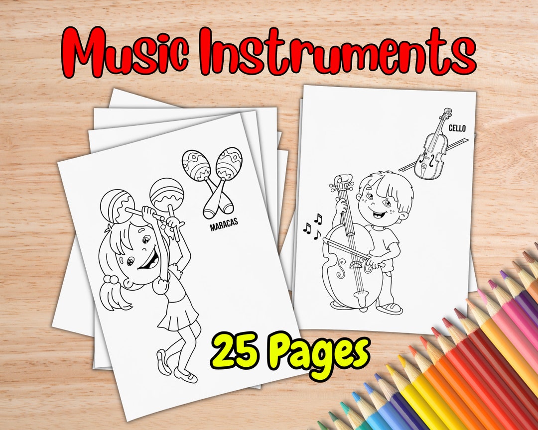 Music Instruments Coloring Pages for Kids Ages 4-8 by Inkhorse ...