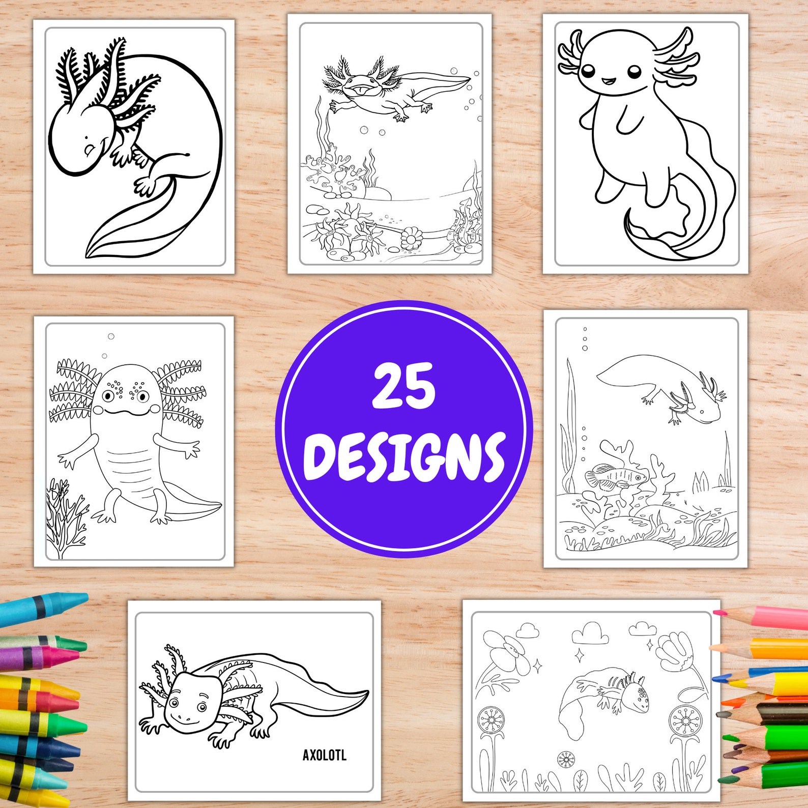 Axolotl Coloring Pages for Kids Ages 4-12 | Printable Coloring Book ...