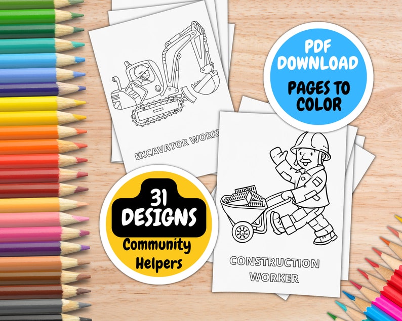 Community Helpers Coloring Pages for Kids Ages 4-8 by Inkhorse ...