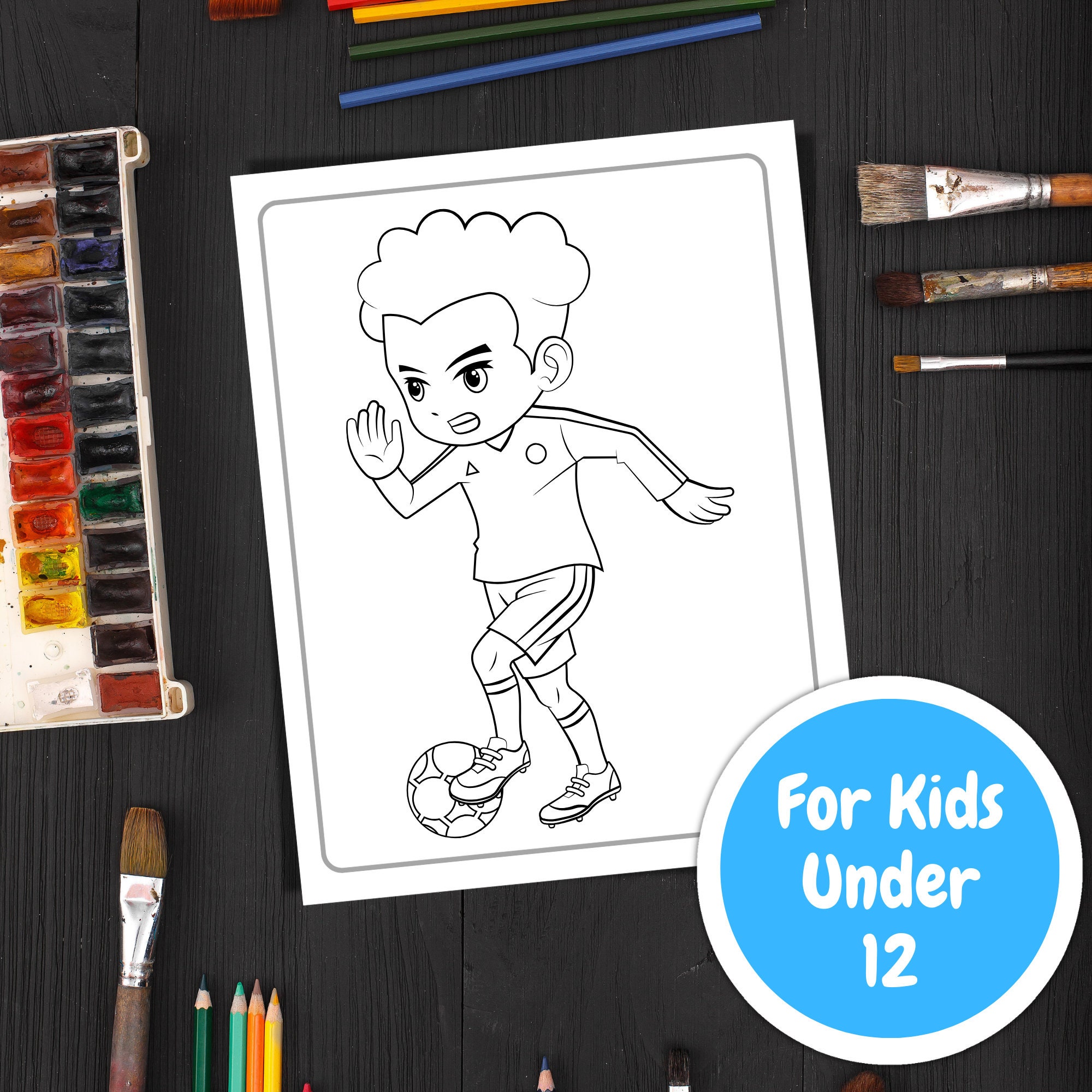 Soccer Coloring Pages for Kids Ages 4-12| Printable Coloring Book With ...
