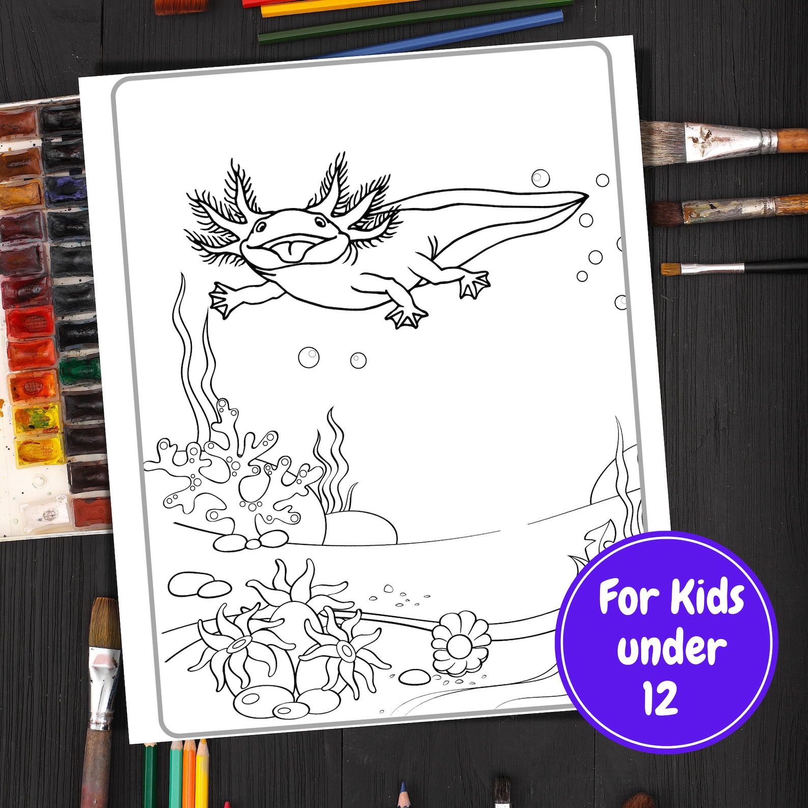 Axolotl Coloring Pages for Kids Ages 4-12 | Printable Coloring Book ...