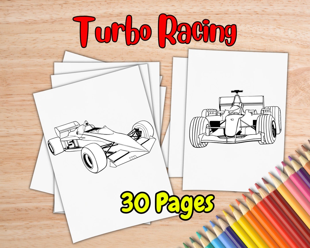 Turbo Racing Coloring Pages for Kids | Printable Coloring Book With 30 ...