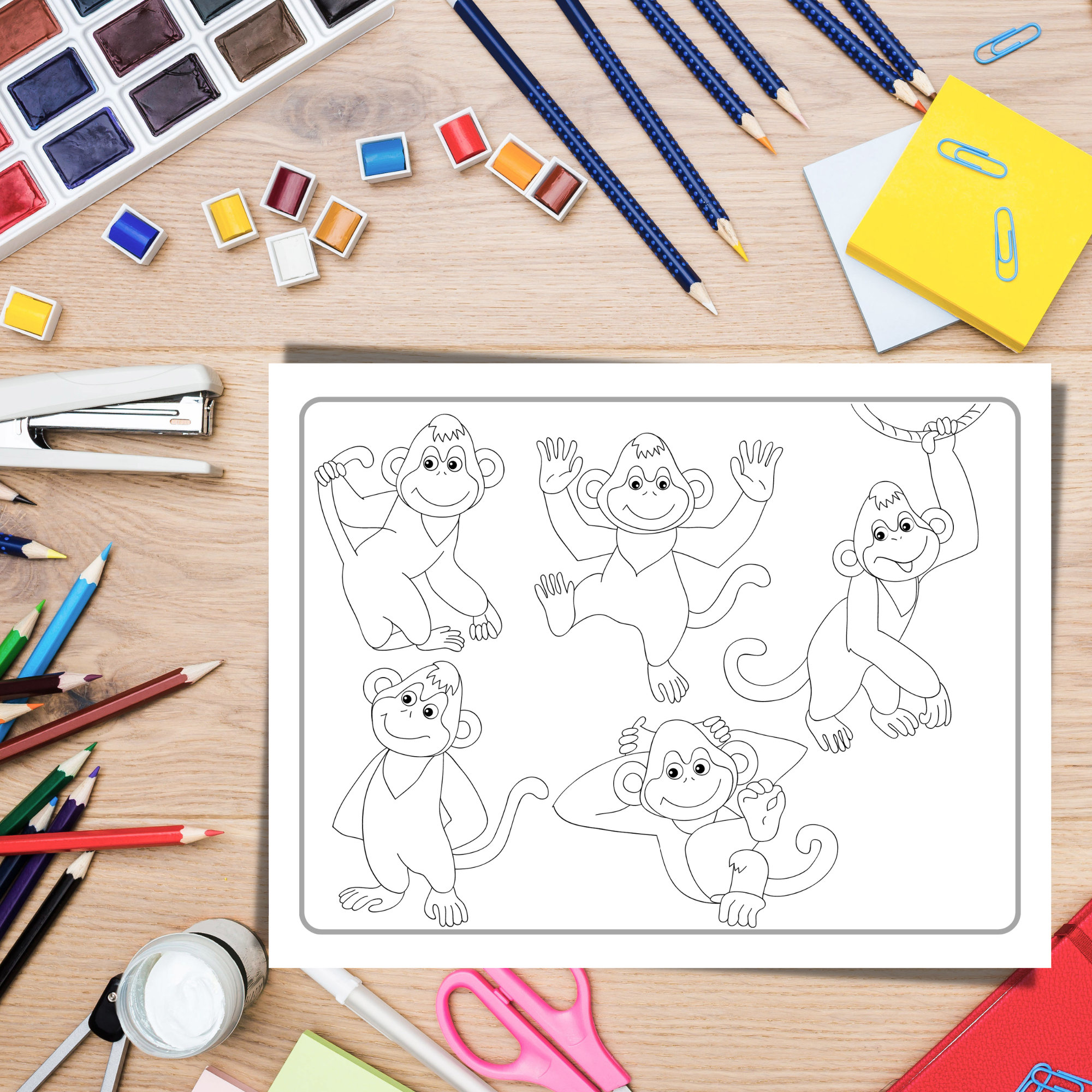 Monkey Coloring Pages for Kids Ages 3-7 by Inkhorse Publishing | Kids ...