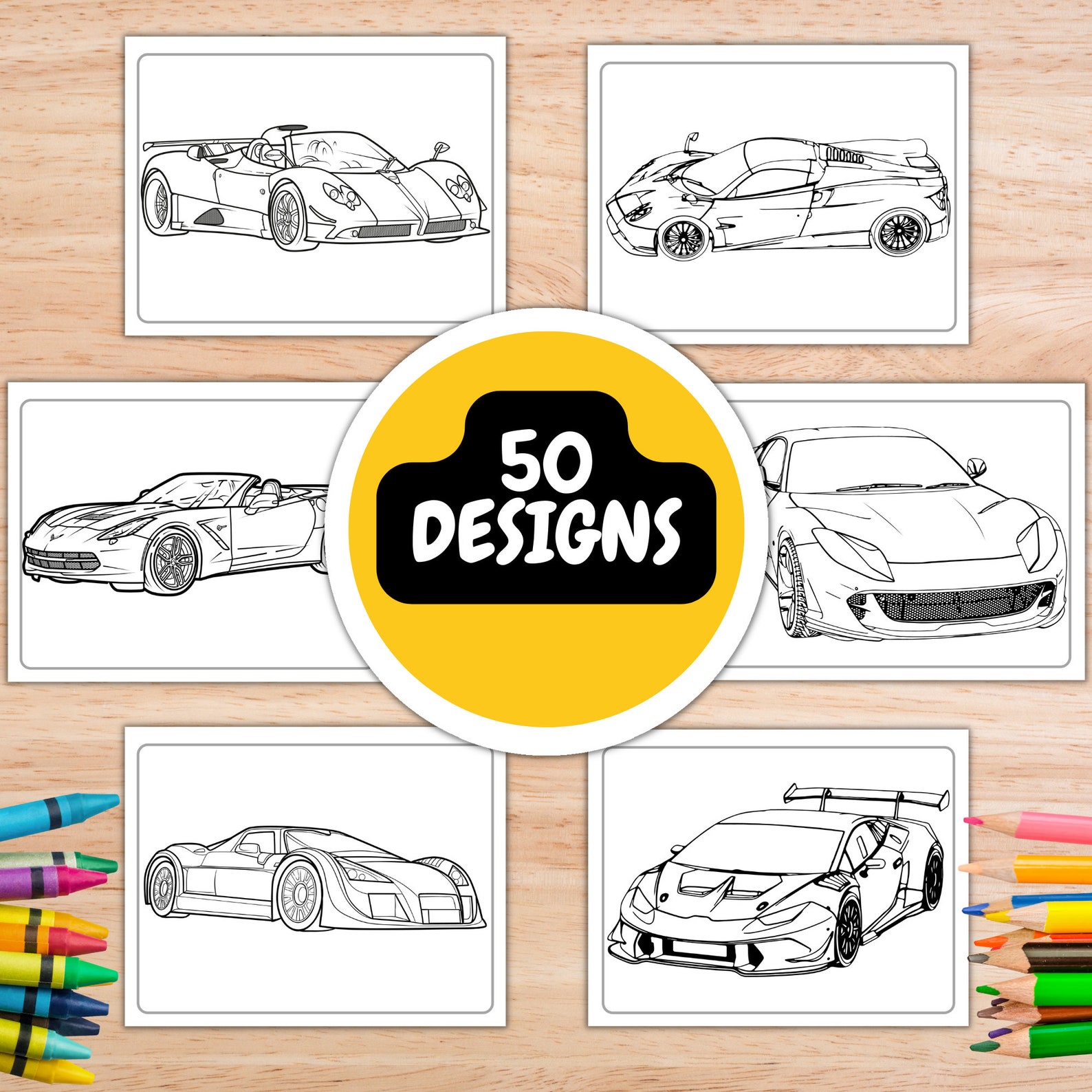 Sport Cars Coloring Pages for Kids | Printable Coloring Book With 50 ...