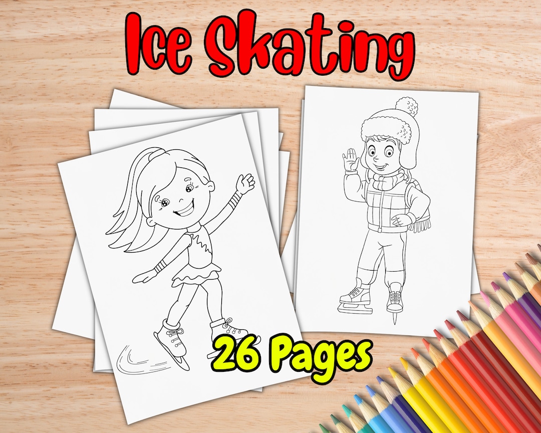Ice Skating Coloring Pages for Kids Ages 4-8 | Printable Coloring Book ...
