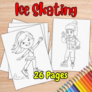 Ice Skating Coloring Pages for Kids Ages 4-8 | Printable Coloring Book ...