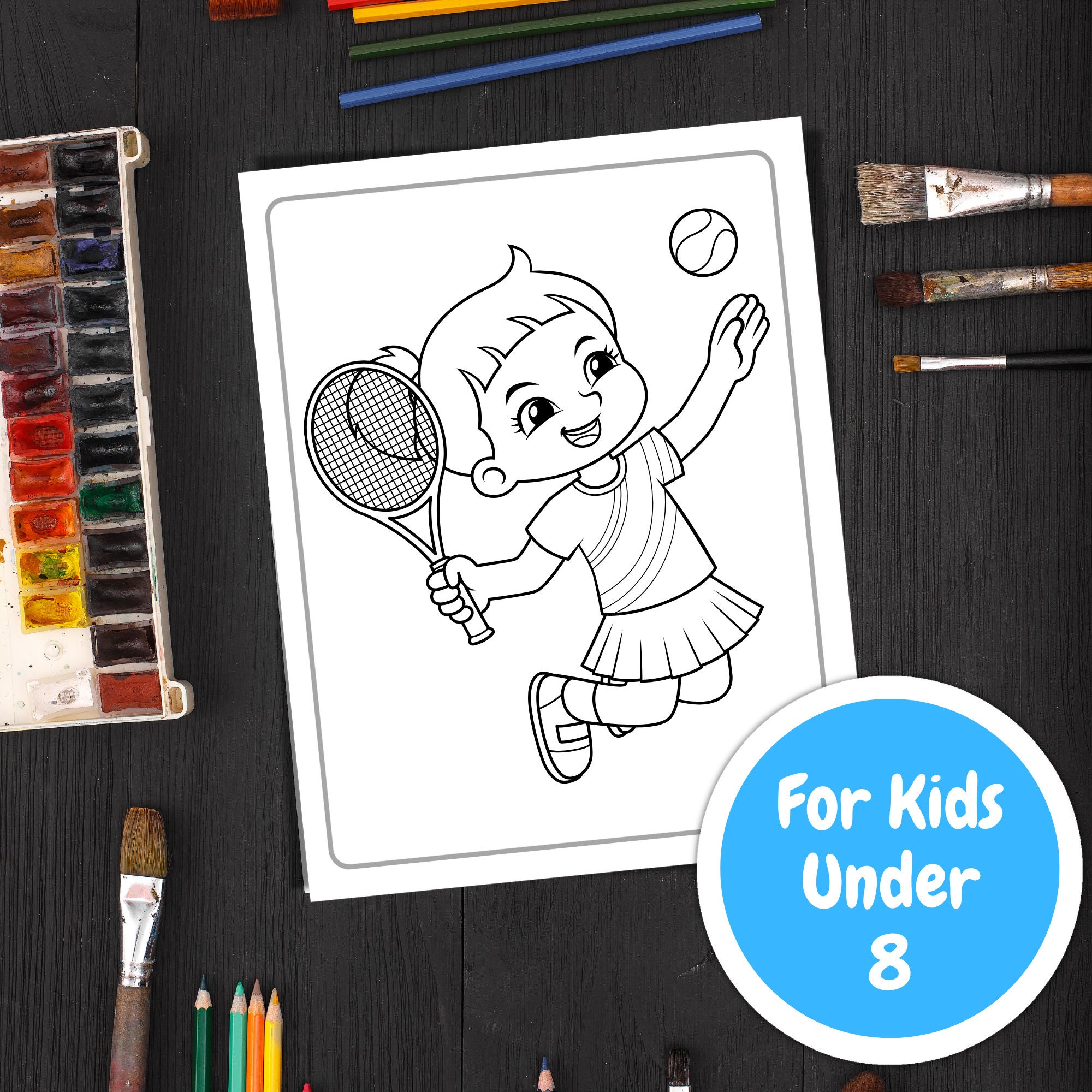 Tennis Coloring Pages for Kids Ages 4-8 | Printable Coloring Book With ...