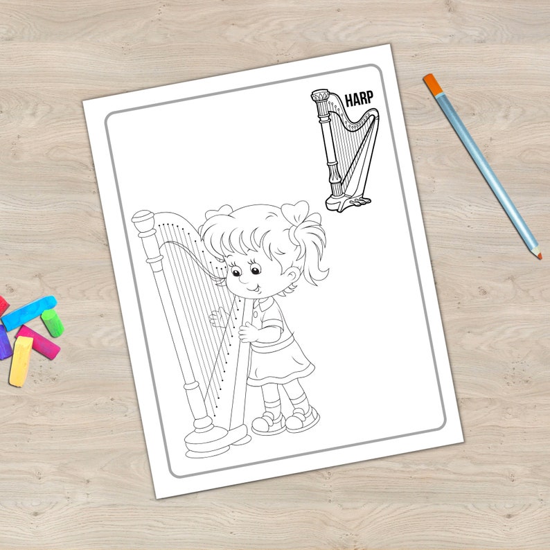 Music Instruments Coloring Pages for Kids Ages 4-8 by Inkhorse ...