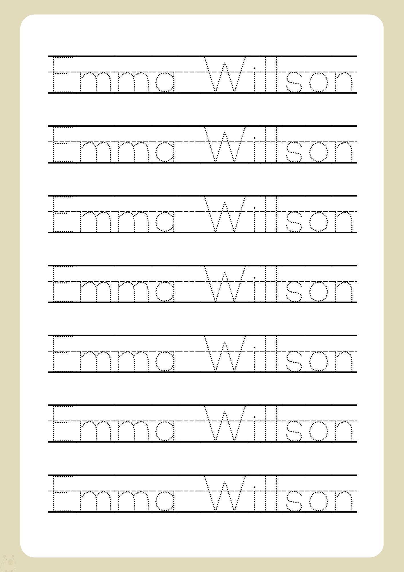 Pre-k Custom Name Tracing Printable Worksheet - Etsy