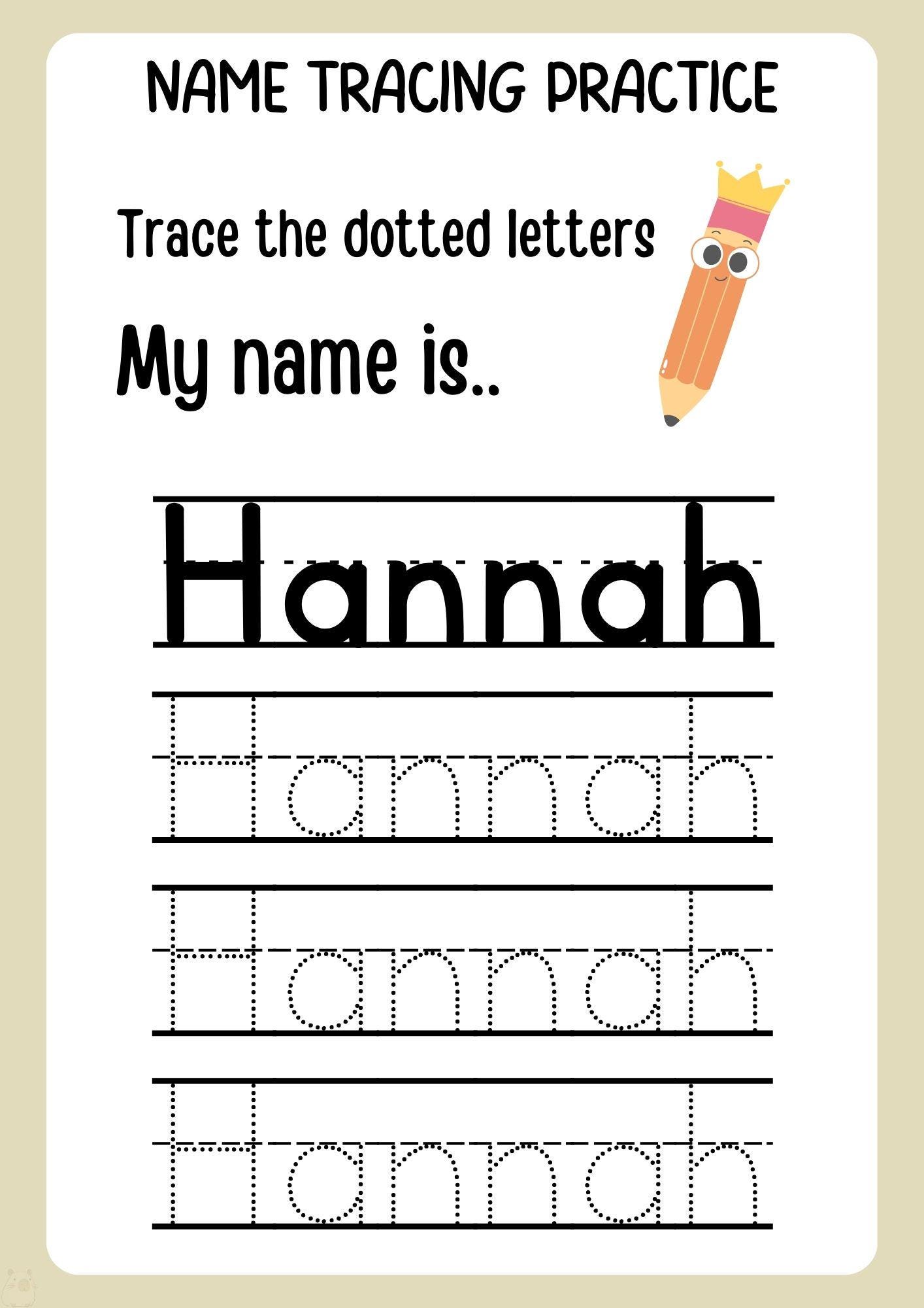 Pre-k Custom Name Tracing Printable Worksheet - Etsy