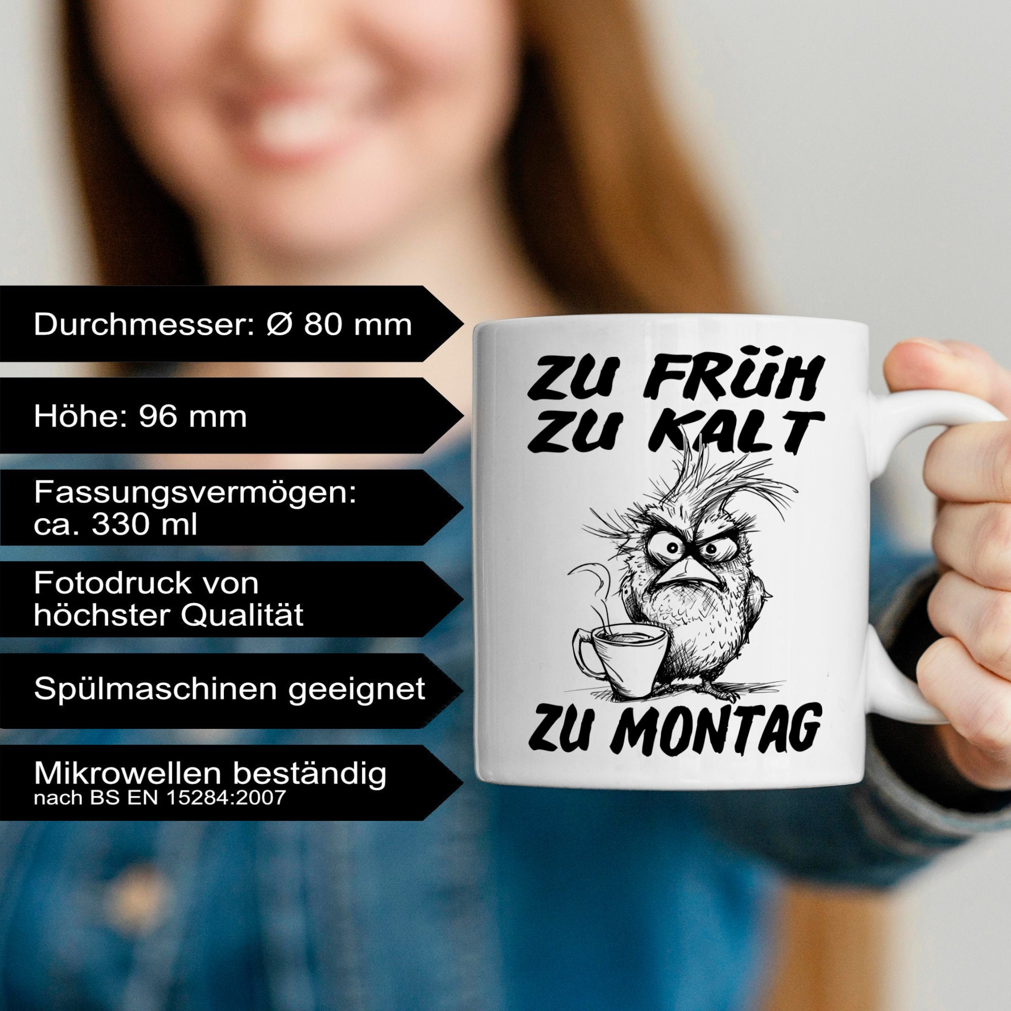Kollegen Tasse Zu Früh Zu Kalt Zu Montag Kaffeetasse Mit Spruch - Etsy ...
