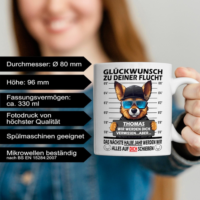 Abschiedsgeschenk Kollege Personalisierbar Glückwunsch zu Deiner Flucht ...