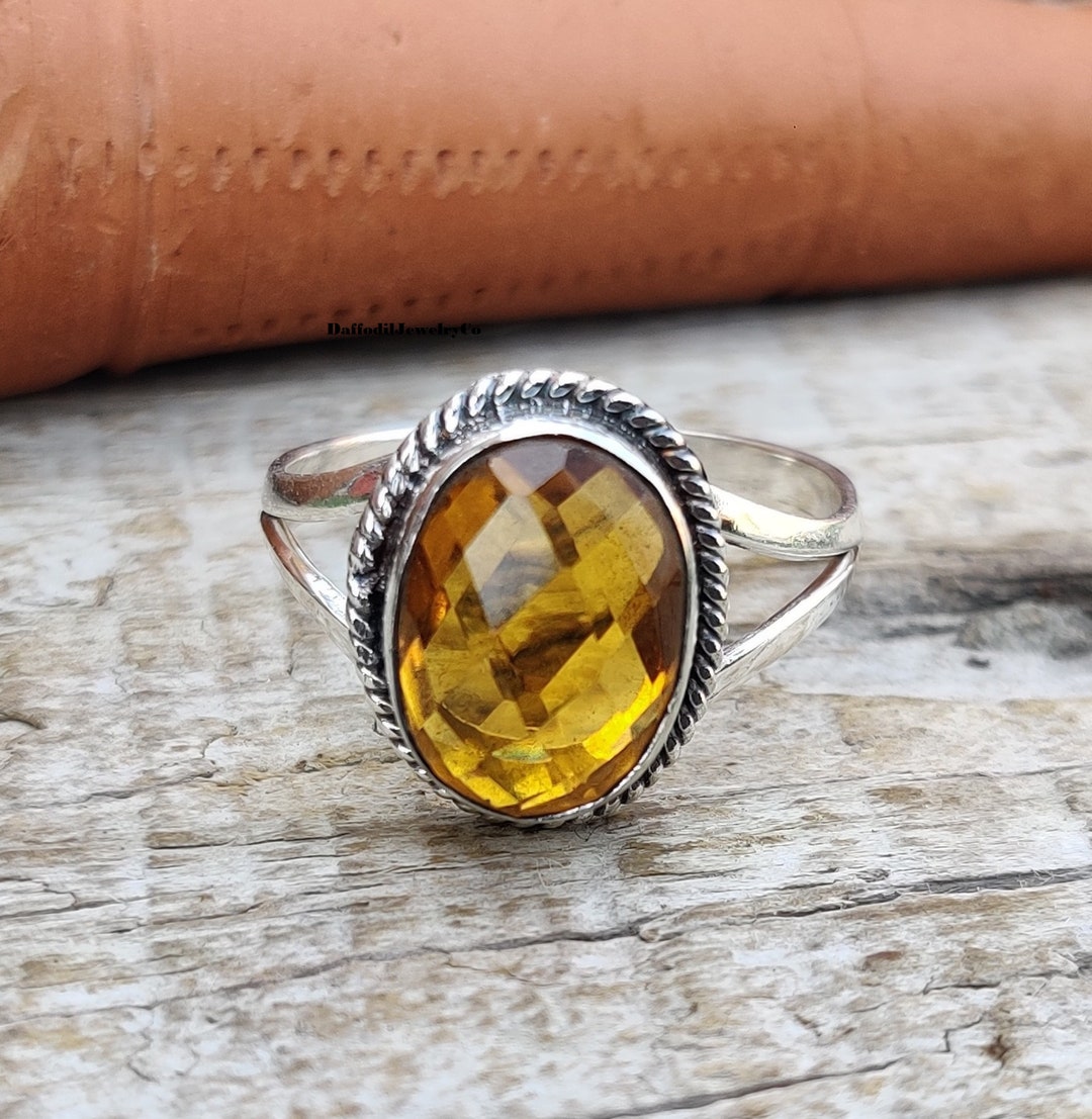 Citrine Gemstone Ring* 10x14mm Oval Shape Ring* 925 Sterling Silver ...