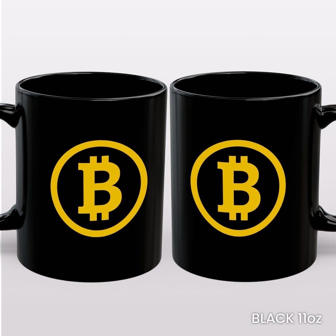 Bitcoin Logo Coffee Mug, Crypto Coin Cortado Latte Cup, Cryptocurrency ...