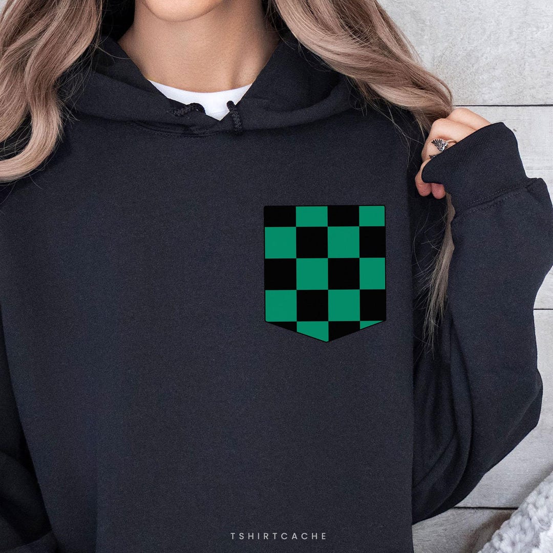 Tanjiro Japanese Checkered Pattern Pocket Shirt, Anime Slayer ...