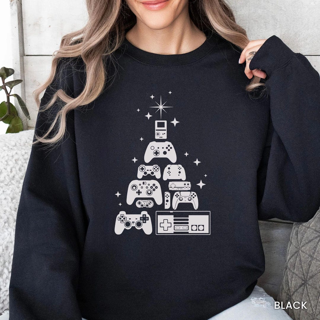 Video Game Controller Christmas Tree Shirt, Gaming Sweatshirt, Gaming ...