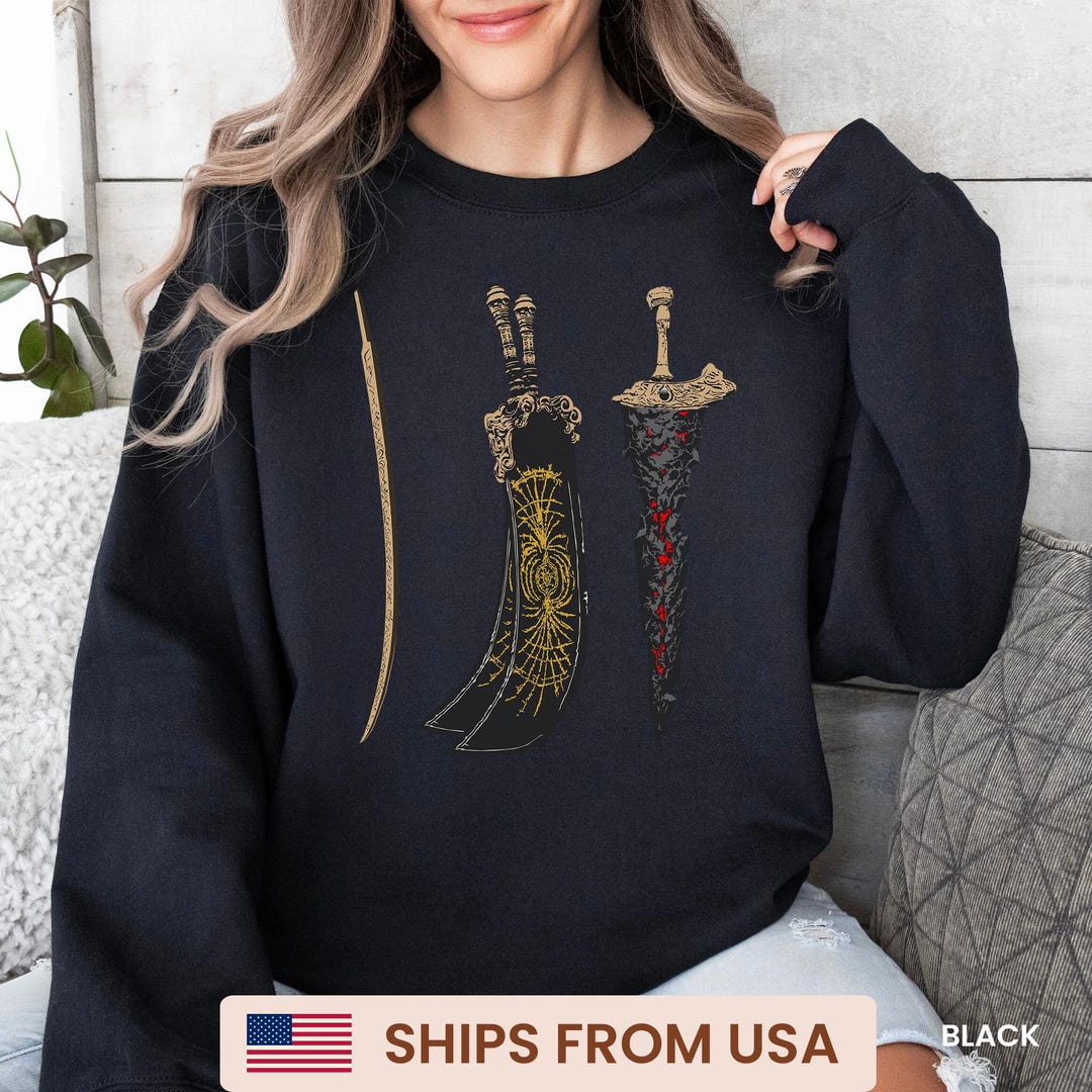 Elden Ring Swords Shirt, Gamercore Boss Weapon Crewneck Sweatshirt ...