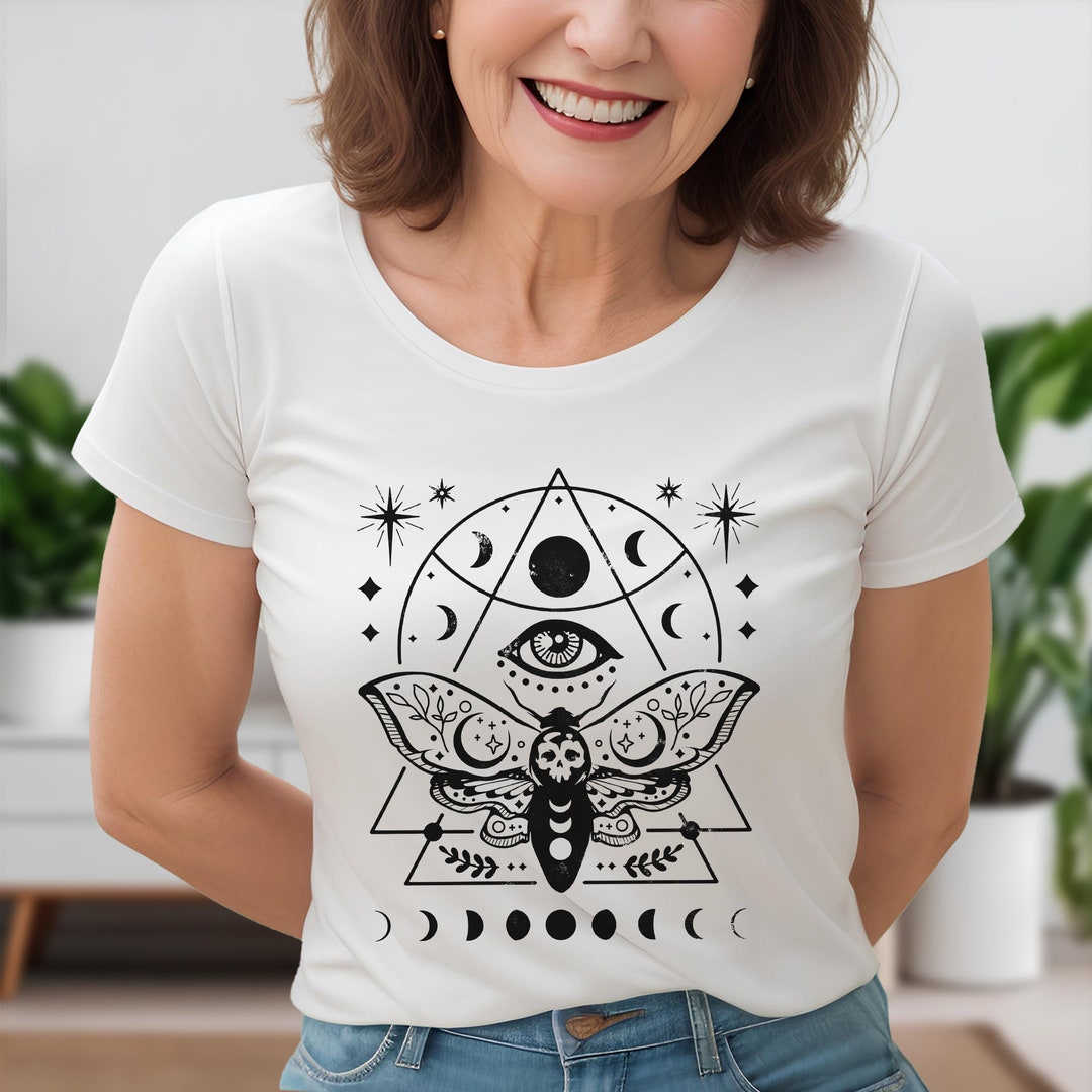 Celestial Death Head Moth Shirt Evil Eye Sun and Moon Phases - Etsy