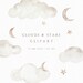 Watercolor Cloud Moon and Stars Clipart Set, Hand-painted Celestial Png ...