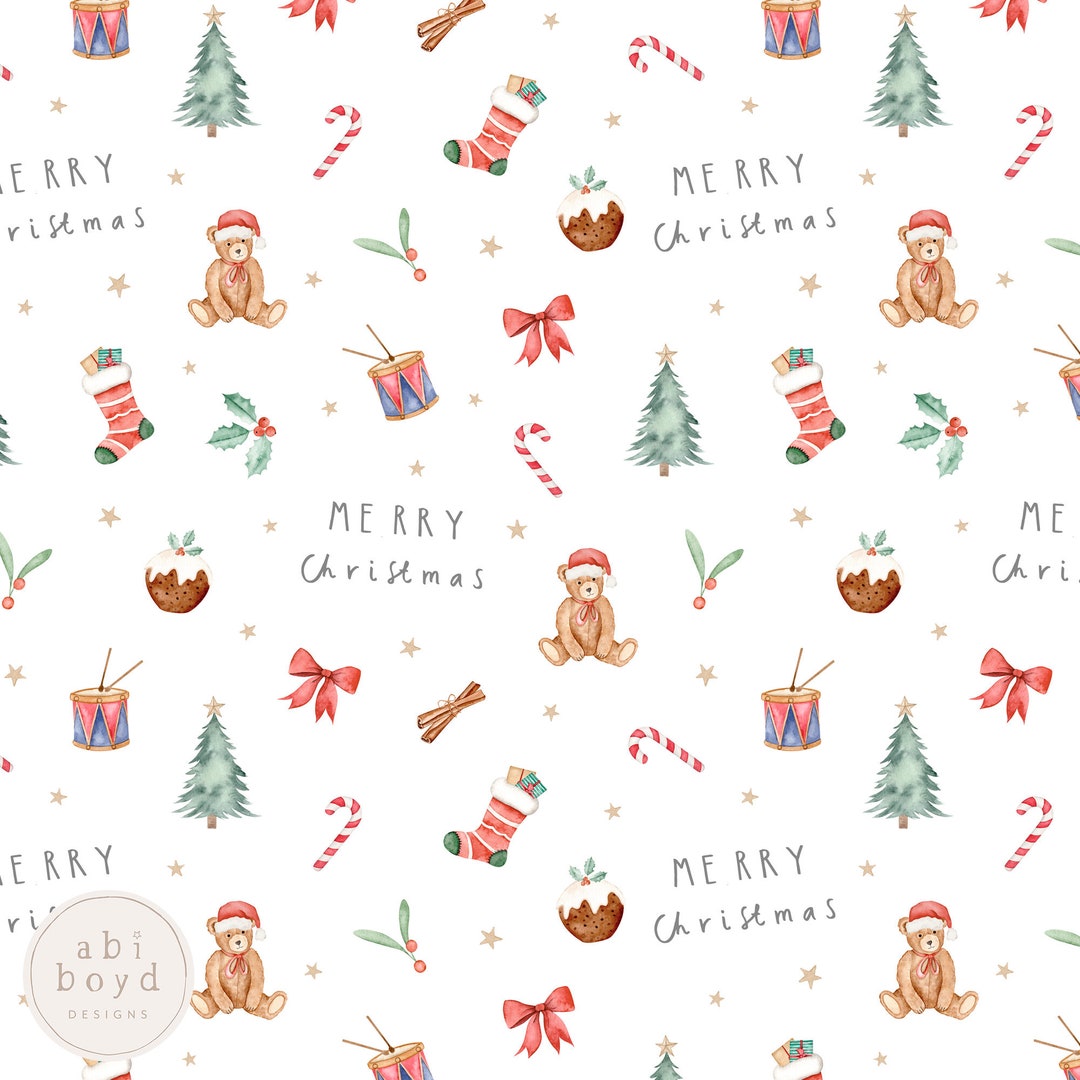Merry Christmas Seamless File, Cute Christmas Repeating Pattern, Xmas ...