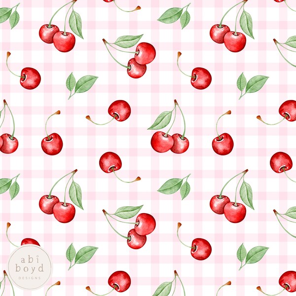 Cherry Digital Paper - Etsy